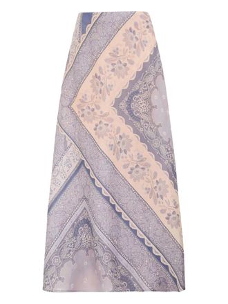 Zimmermann jupe longue à mélange dimprimés - Bleu