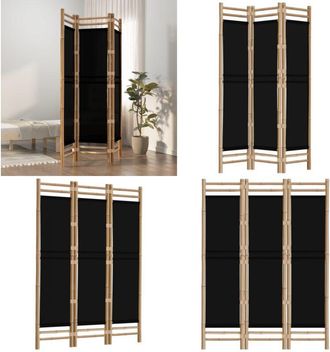 vidaXL 3-tlg. Paravent Faltbar 120 cm Bambus und Canvas - Bambus Raumteiler - Paravent - Raumtrenner - Wandabtrennung - Wohnraumgestaltung - Home & Living