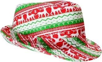 Generic Chapeau Fedora de No&euml;l - Chapeau classique respirant &agrave; motif de flocon de neige festif, chapeau de vacances chaud - pour amis, hommes, femmes, adolesc