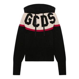 GCDS Logo Strick Cropped Hoodie - - Sweatshirts & Hoodies - Damen - Schwarzk - S