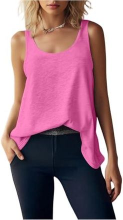 Generic Debardeur Femme Chic et &eacute;l&eacute;gant Chemisier sans Manche D&eacute;bardeur Blanc Court Crop Top Ete Haut Chic et Elegant Fluide Ample Caraco Vetement Femme Tee S