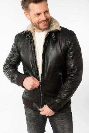 Mauritius Lederjacke MMFyol mit gef&uuml;ttertem Stehkragen