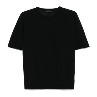 Roberto Collina Girocollo MC - - Tops - Herren - Schwarzk - 3XL