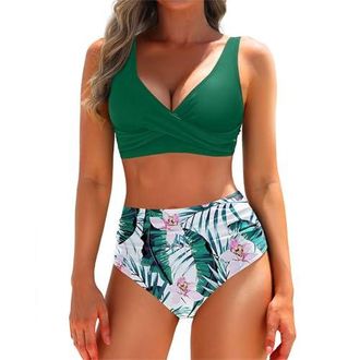 Generic Lot de 10 maillots de bain 2 pi&egrave;ces pour femme avec taille haute et couverture compl&egrave;te, vert, XXL
