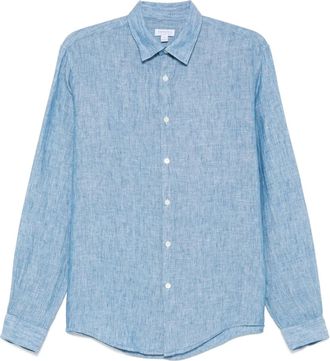 Sunspel chemise en lin - Bleu