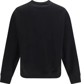 Palm Angels Mens Cotton Crewneck Sweatshirt With Logo Black-Off White Sweatshirts Sweater