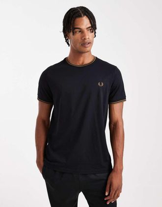 Fred Perry T-shirt à liseré double - Noir