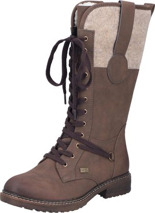 Rieker Schnürstiefel RIEKER, Damen, Gr. 39 (5,5/6), Varioschaft, dunkelbreaun, beige, Filz, Nubuklederimitat, Basic, Schuhe, Winterstiefel, Blockabsatz, Warm