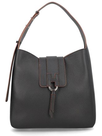 Hogan Calfskin Hobo Bag - Black