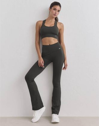 Aim'n gerippte nahtlose Flare-Tights in Dark Ivy-Gr&uuml;n