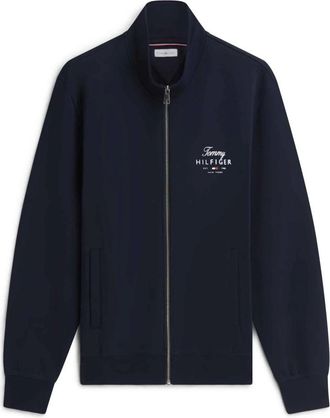 Tommy Hilfiger Homme, Sweatshirts et sweats &agrave; capuche, Noir, Taille: 2XL Script Stack FZ Stand Collar