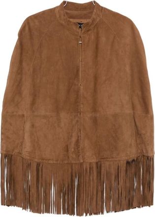 Federica Tosi Femme, Vestes, Brun, Taille: 40 FR Veste &agrave; franges