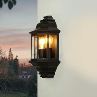 Licht-Erlebnisse Maritime Wandlampe, Aussenleuchte Schwarz Wand Aussen, IP44, H:43 cm, E27, 2-flammig, Balkon, Terrasse, Garten, Schiffslampe, Wandleuchte