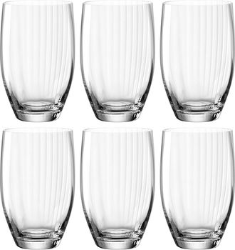 Leonardo Poesia Trinkglas 6er Set, sp&uuml;lmaschinengeeignete Wasser-Gl&auml;ser, Trink-Becher aus Glas, Saft-Gl&auml;ser, Getr&auml;nke-Set, 460 ml, Glas, Klar, 069171