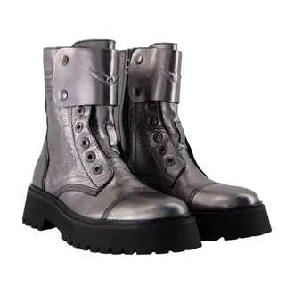 Zadig&Voltaire Womens Joe Fast Ankle Boot Silver Calfskin