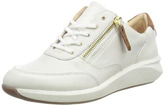 Clarks Femme Un Rio Zip Shopping-Feed;Mujer;Zapatillas-Bajas-Mujer, White Leather, 40 EU