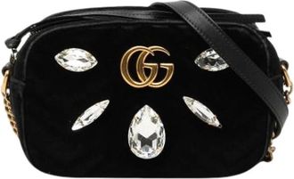 Gucci Sac bandouli&egrave;re matelass&eacute; en velours Pre-owned - Femme - Pre-owned - Noir - Taille: ONE Size