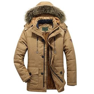 Generic Veste &agrave; capuche &agrave; col en peluche &agrave; manches longues pour homme Automne et hiver 1 pantoufle, kaki, L