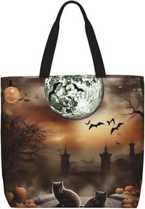 Generic Nuit De La Lune DAutomne Sac Fourre-Tout L&eacute;ger Tote Bag Grand Sac A Main Femmes Pour Plage Shopping Universit&eacute;