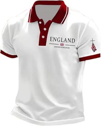 Generic Polo &agrave; manches courtes pour homme - Coupe ajust&eacute;e - S&eacute;chage rapide - Respirant - Haut de golf - Tennis - Drapeau britannique - Chemise de loisirs - Co