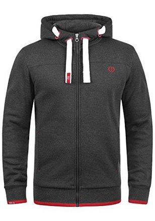 Solid SDBenjaminZip Homme Sweat à Capuche Veste à Capuche Hoodie avec Capuche Fermeture éclair Cordon de Serrage Mélange de Coton Regular Fit, Taille:L, Cou