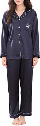 Generic Pyjama femme pantalon long : v&ecirc;tements de d&eacute;tente pour femmes ensemble satin mousseline v&ecirc;tements de d&eacute;tente pyjama &agrave; manches longues pyjama deux pi&egrave;c