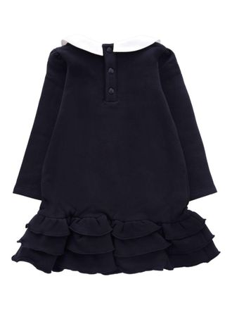 Moncler Girls Dress Blue Cotton; Elastane