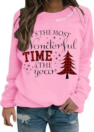 Generic HUIFUAO Sweat à manches longues « Just A Girl Who Loves Christmas » pour femme - Motif sapin de Noël amusant - Grande taille - Tenue de Noël à manches
