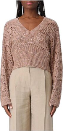 Brunello Cucinelli Pull Tresses &Eacute;clatantes - Femme - Pulls - Brun - Taille: 44 FR