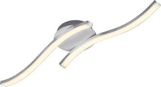 Briloner Briloner Leuchten - LED Deckenleuchte, wellenförmige Deckenlampe, 2-flammig, 2 x 6W, warm weißes Licht, 55.4 cm, aluminiumfarbig, Aluminium