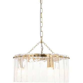 Endon Lighting Karine Suspension en laiton vieilli brossé et verre texturé transparent fait main, 3 ampoules E14