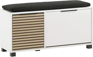 Schildmeyer Loft Schuhbank 157169, Mattwei&szlig;/Akustikpaneel Optik, 98,4 x 33,1 x 47,2 cm