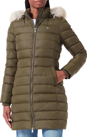 Tommy Jeans Damen Daunenmantel Essential Winter, Grün (Drab Olive Green), XS