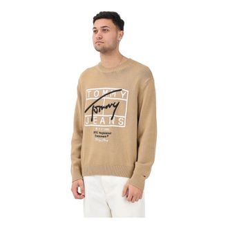 Tommy Jeans Homme, Pulls, Brun, Taille: S Signature Logo Sweater