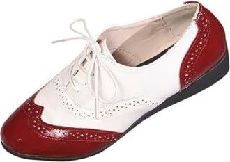 Generic Chaussures compens&eacute;es d&eacute;contract&eacute;es et confortables pour femme - Style patchwork - Cuir synth&eacute;tique - Bout pointu - Respirantes - Chaussures &agrave; lacets 