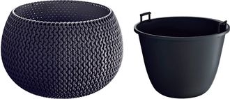 Prosperplast Runder Topf mit Spyfy Bowl Deposit Plastik in Anthrazitfarbe 29 (Länge) x 29 (Breite) x 19 (Höhe) cm