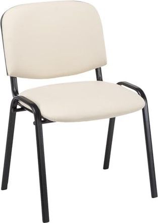 Clp Chaise Visiteur Empilable Ken Similicuir I Chaise de Reception Confortable avec Dossier Pieds en M&eacute;tal Robuste I Couleur:, Couleur:cr&egrave;me