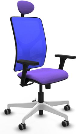 Piqueras y Crespo B&uuml;rostuhl mit 3D-Armlehnen, h&ouml;henverstellbarer Lendenwirbelst&uuml;tze und festem Kopfteil, ausgestattet mit 3 Positionen und Schneideschaum, Blau/Lila