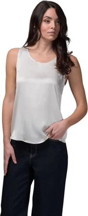 Moorer Femme, Tops, Blanc, Taille: 34 FR D&eacute;bardeur en soie &agrave; larges bretelles