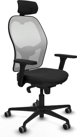 Piqueras y Crespo Schwarzer Schreibtischstuhl mit 3D-Armlehnen, h&ouml;henverstellbarer Lendenwirbelst&uuml;tze und h&ouml;henverstellbarem Kopfteil, Wei&szlig; / Schwarz