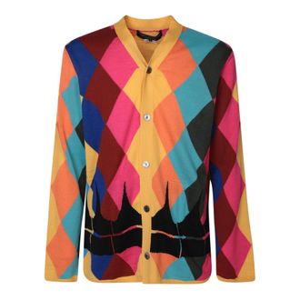 Comme Des Garçons Homme, Pulls, Multicolore, Taille: S Pull Jaune Col en V Diamant