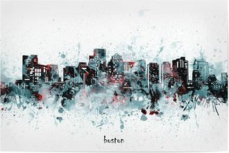 artboxONE Poster 30x20 cm Städte Boston Skyline Artistic Grey - Bild Boston Boston Boston Skyline