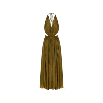Zimmermann Indra Plunge Halter Maxi Kleid - - Dresses - Damen - Gr&uuml;n - S