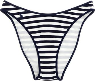 Polo Ralph Lauren Femme, Maillots de bain, Bleu, Taille: 40 FR Piqu&eacute; Stripe High Leg Scoop Bikini Bottom