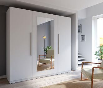 Loftscape home24 Drehtürenschrank Heideck 228 x 213 x 59cm Weiß