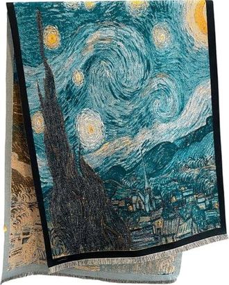 GFM Ch&acirc;le ch&acirc;le en laine m&eacute;lang&eacute;e cachemire pour lautomne et lhiver (PWSHL), Px-Starry Night-Gogh