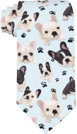 Generic Bouledogues Français, Pattes DAnimaux Cravatte Doux Cravates Hommes Classique Cravate Pour Formelle Mariages Scolaires