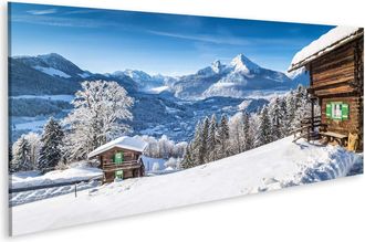 Islandburner Bild auf Leinwand Wintermärchenland Berglandschaft In Den Alpen Mit Traditionellen Berghütten Bilder Wandbilder Poster