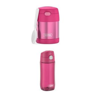 Thermos kids FUNTAINER FOOD JAR 0,30l, pink, Thermobeh&auml;lter f&uuml;r Essen mit L&ouml;ffel, 5 h hei&szlig; / 7 h kalt kids FUNTAINER TRITAN BOTTLE, pink, Kinder-Trinkflasche 