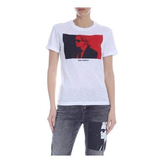 Karl Lagerfeld Flamed Cotton Colorblock Tee - - Tops - Damen - Wei&szlig; - M